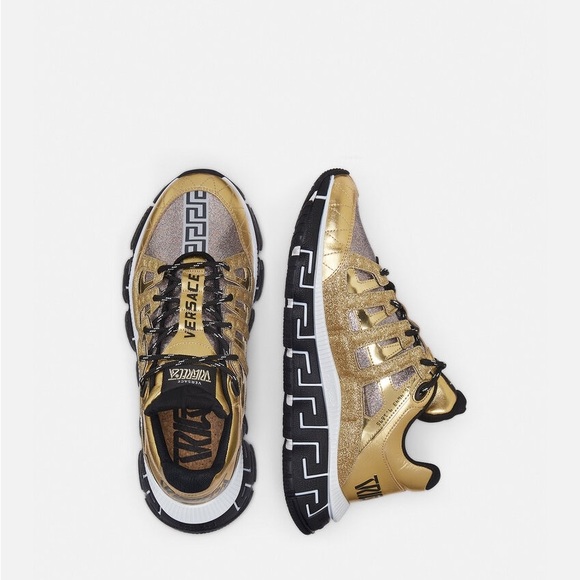 Versace | Shoes | Authentic Versace Trigreca Gold Sneakers Size 5 Us 42 ...